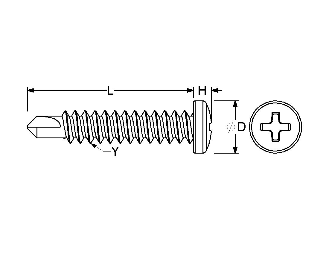 Pan Head Sheet Metal Screws #7-16 x 3/4 in 410 SS