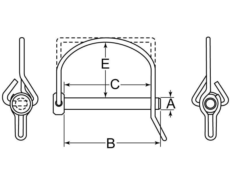 Snap Safety Pin Rd One Wire Tab Lock 5/16 x 1-3/4 Steel ZC